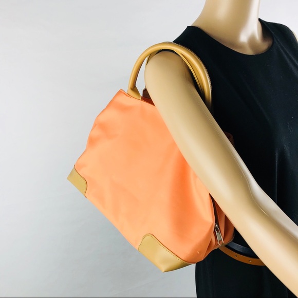 Bags | Nylon And Faux Leather Handbag | Poshmark